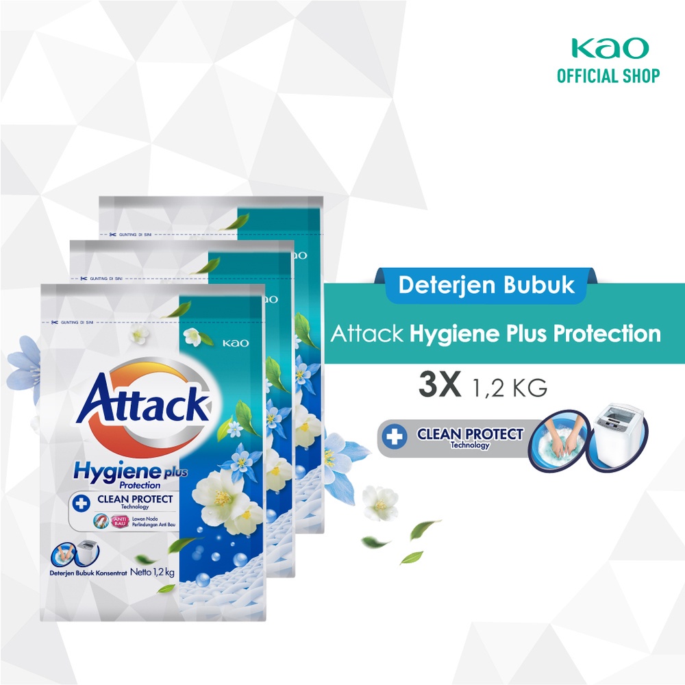 Jual Attack Hygiene Plus Deterjen Bubuk Semua Jenis Mesin Cuci 1200gr Triple Pack - Sabun Cuci ...