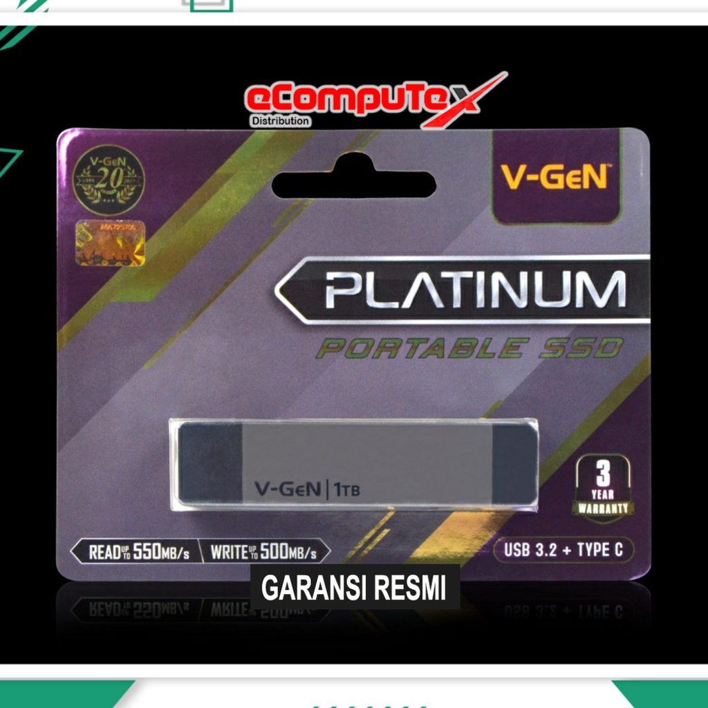 Jual SSD PORTABLE V-GEN / VGEN PLATINUM 1TB 2TB USB 3.2 Type C ...