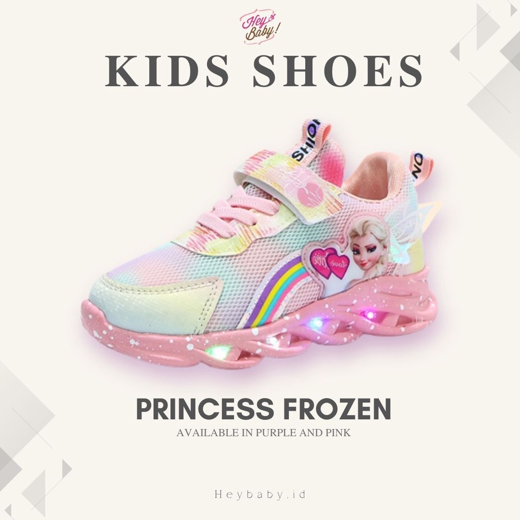 Jual HEYBABY-Princess Frozen Sepatu Sneakers Anak Laki / Perempuan LED ...