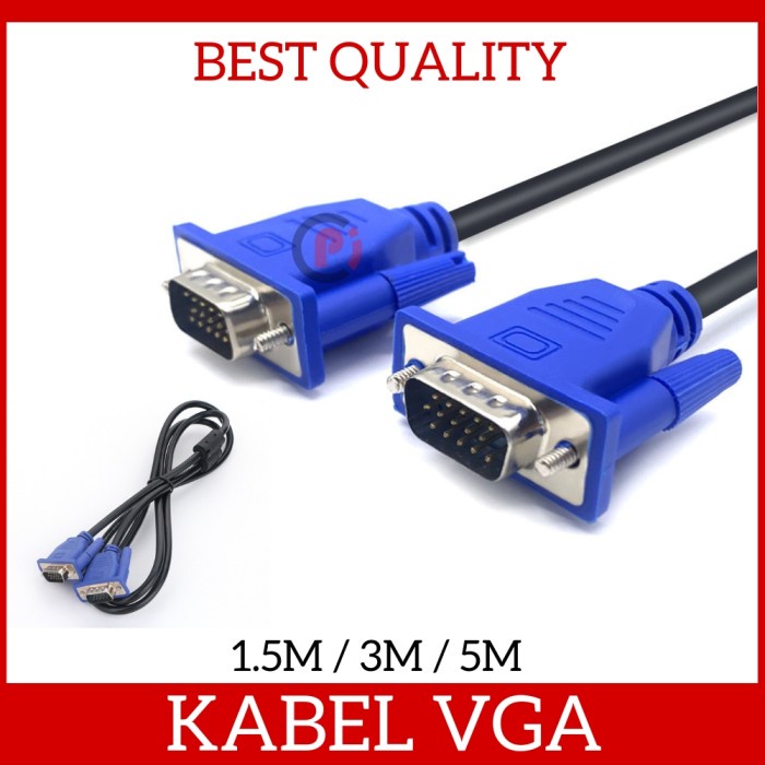 Jual Kabel VGA Male to Male Untuk Proyektor Monitor Panjang 1.5 3 5 Meter | Shopee Indonesia