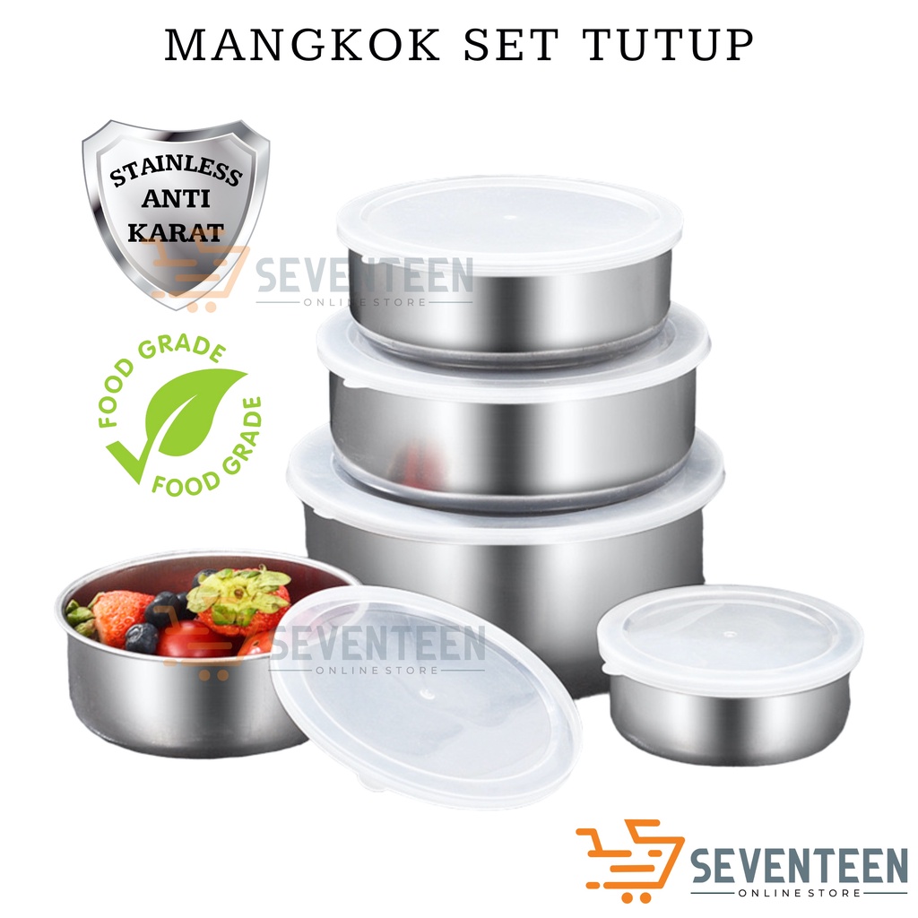 Jual SEVENTEEN RANTANG SUSUN ISI 5PCS STAINLESS FOOD STORAGE 5 SUSUN RANTANG BERANAK SET TUTUP ...