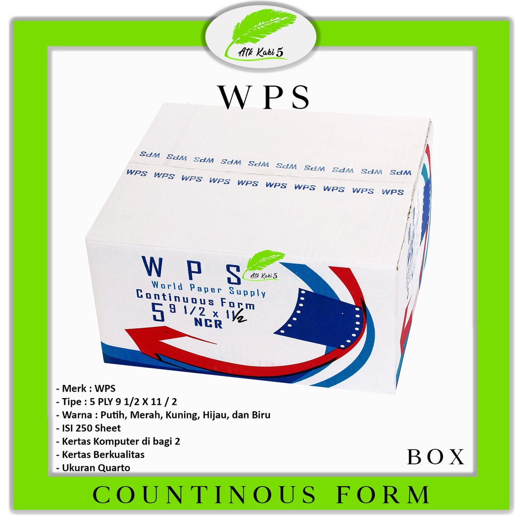 Jual WPS - Continous Form 91/2 x 11/2 5 Ply ( K5/2 WPS ) NCR - Box | Shopee Indonesia