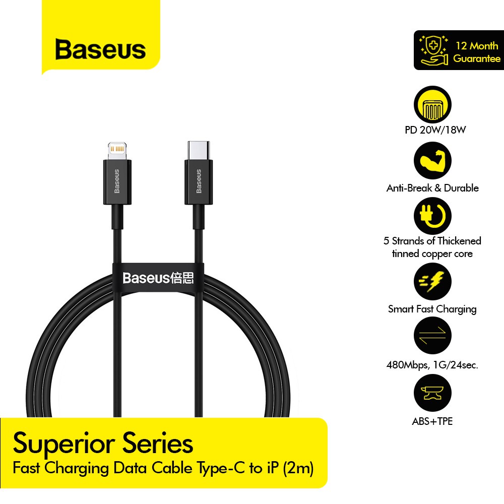 Jual BASEUS Superior Series Fast Charging Data Cable Type-C to iPhone ...