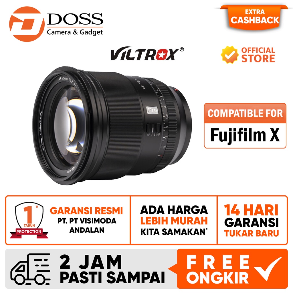 Jual Viltrox AF 75mm f1.2 AF for Lens Fujifilm X Mount Viltrox 75 mm f ...