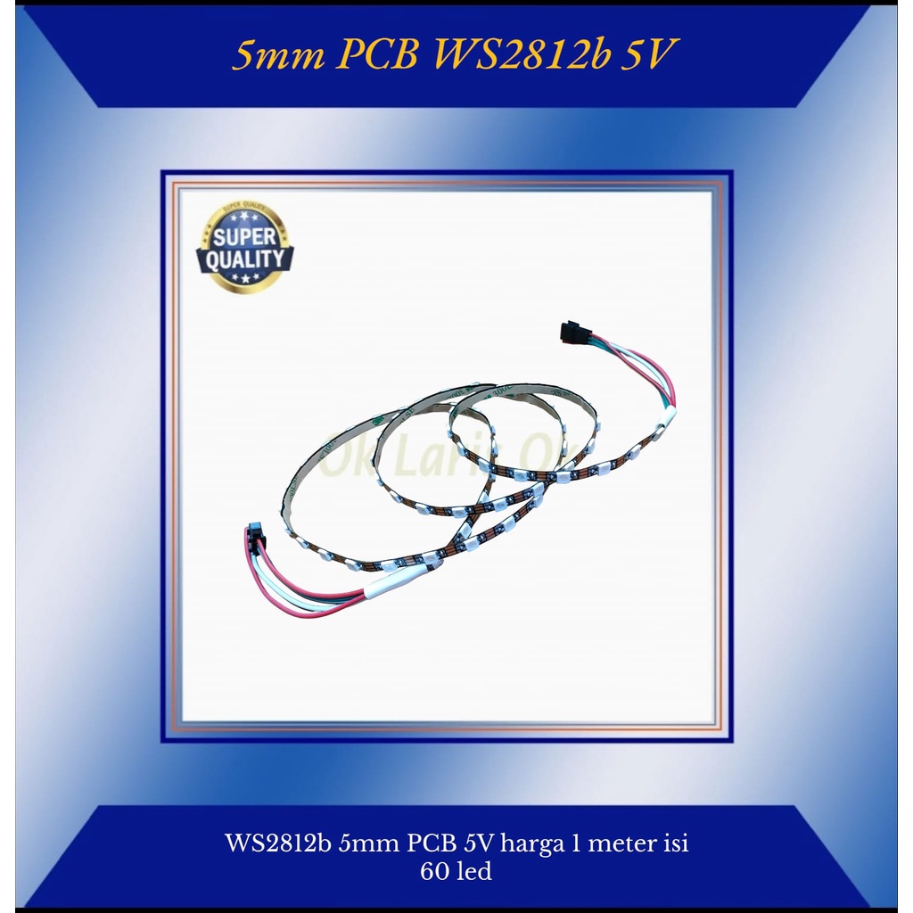 Jual 5mm PCB RGB Smart LED Strip WS2812B IP30 60led/meter per 1 meter ...