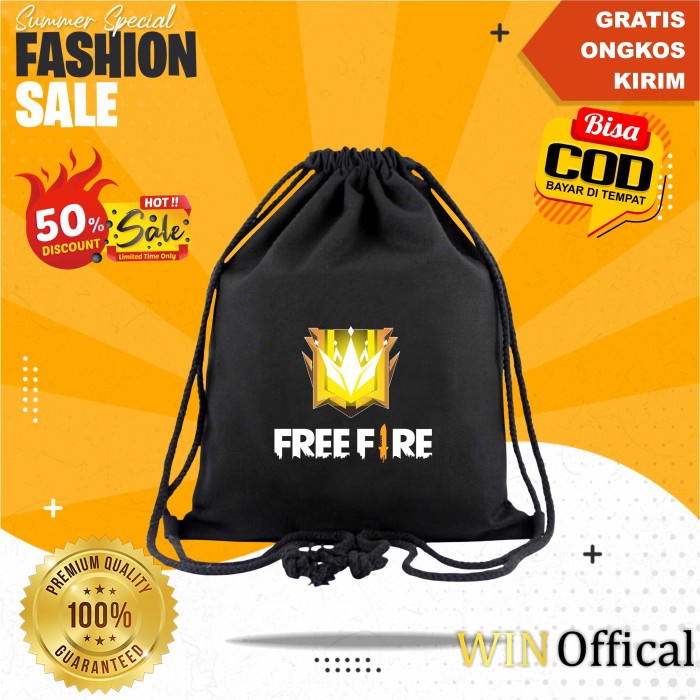 Jual tas ff Free fire anak pria wanita sekolah ngaji geming hitam murah ...