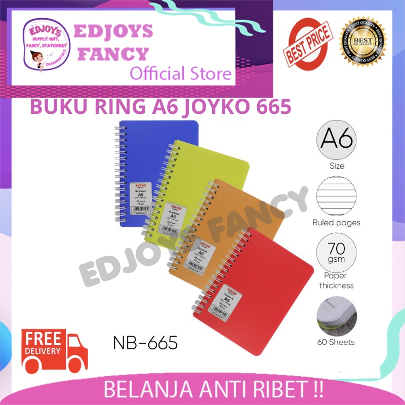 Jual Joyko Buku catatan Ruled Notebook Diary Agenda Buku ring spiral Bergaris Joyko 60 hal polos ...