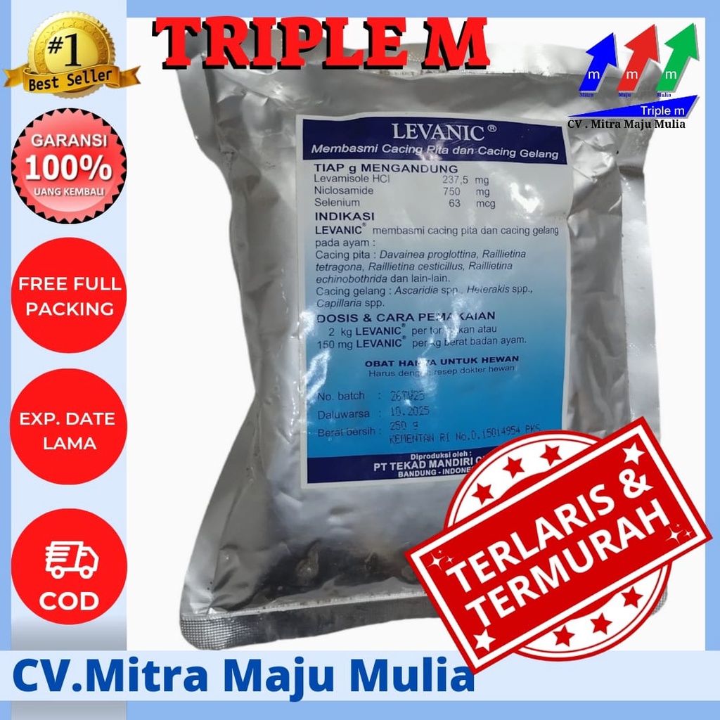 Jual LEVANIC 250 gram Obat Cacing Pita dan Cacing Gelang produksi TMC ...