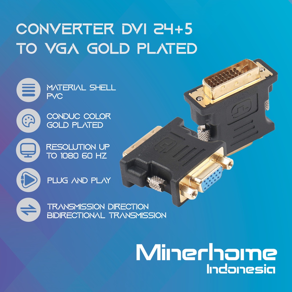 Jual Converter DVI 24+5 to VGA Gold Plated | Shopee Indonesia