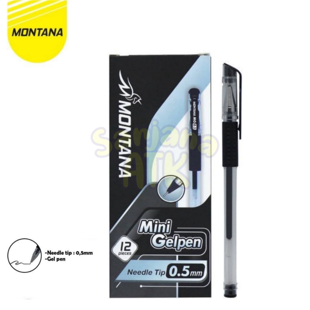 Jual (12pcs) Bulpen Gel / Bulpoint / Pen Gel Hitam 0.5mm | Shopee Indonesia