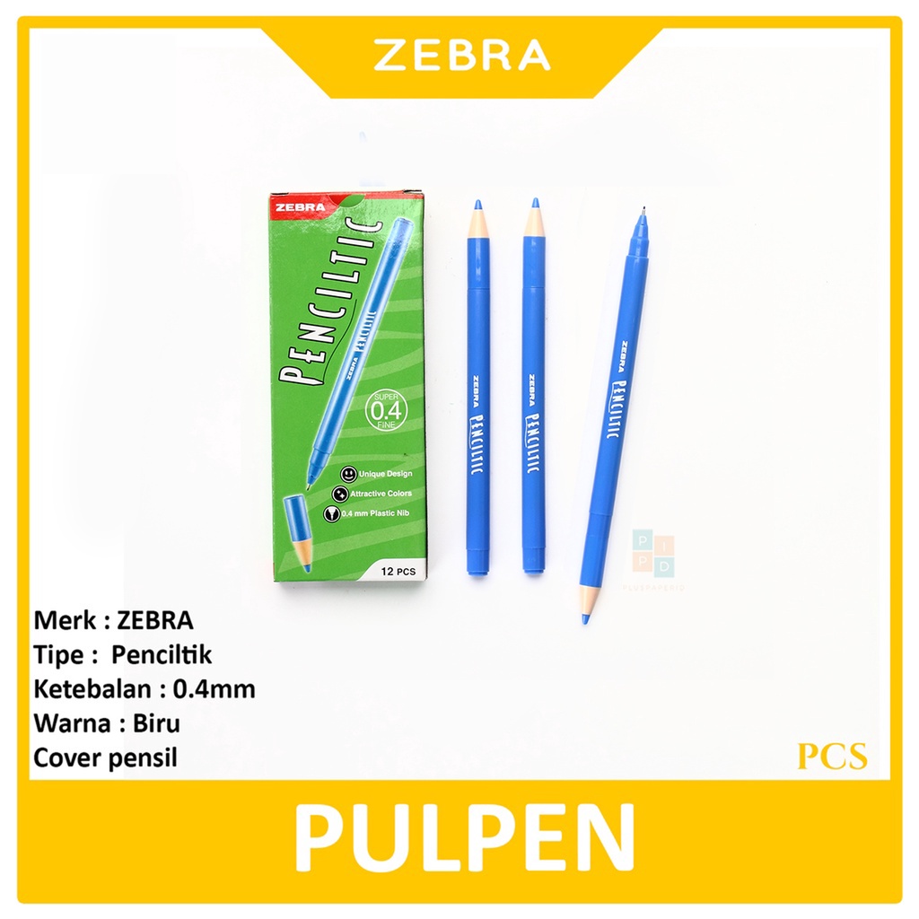 Jual ZEBRA - Pulpen Ballpen Penciltic 0.4mm Biru - Pcs | Shopee Indonesia