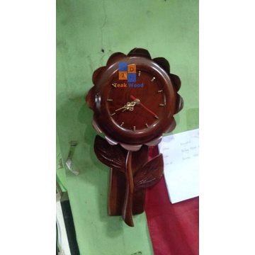 Jual Jam dinding bunga Kayu Jati Asli Blora | Shopee Indonesia