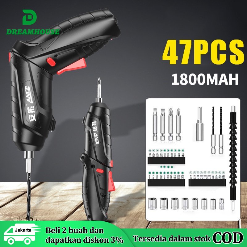 Jual Cordless Screwdriver 4.2 V / Mesin Bor Cordless Mini 48pcs Set ...