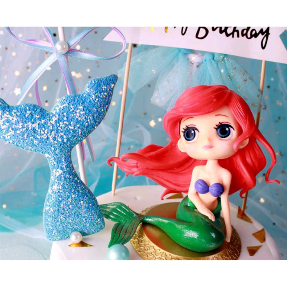 Jual Topper Cake Desain Mermaid Rumput Laut Ikan Hiu Ekor Peti Harta ...