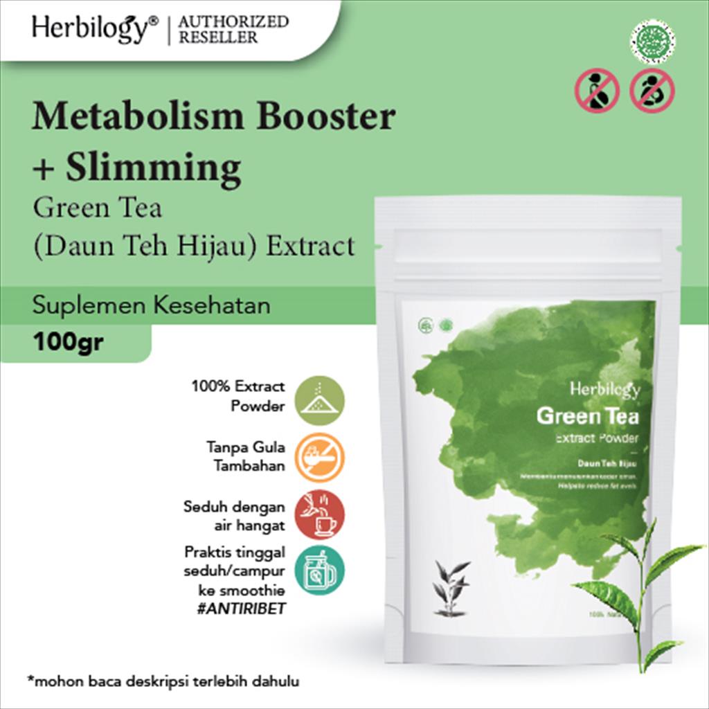 Jual Herbilogy Green Tea Extract Powder ( Teh Hijau Bubuk ) 100 gr ...
