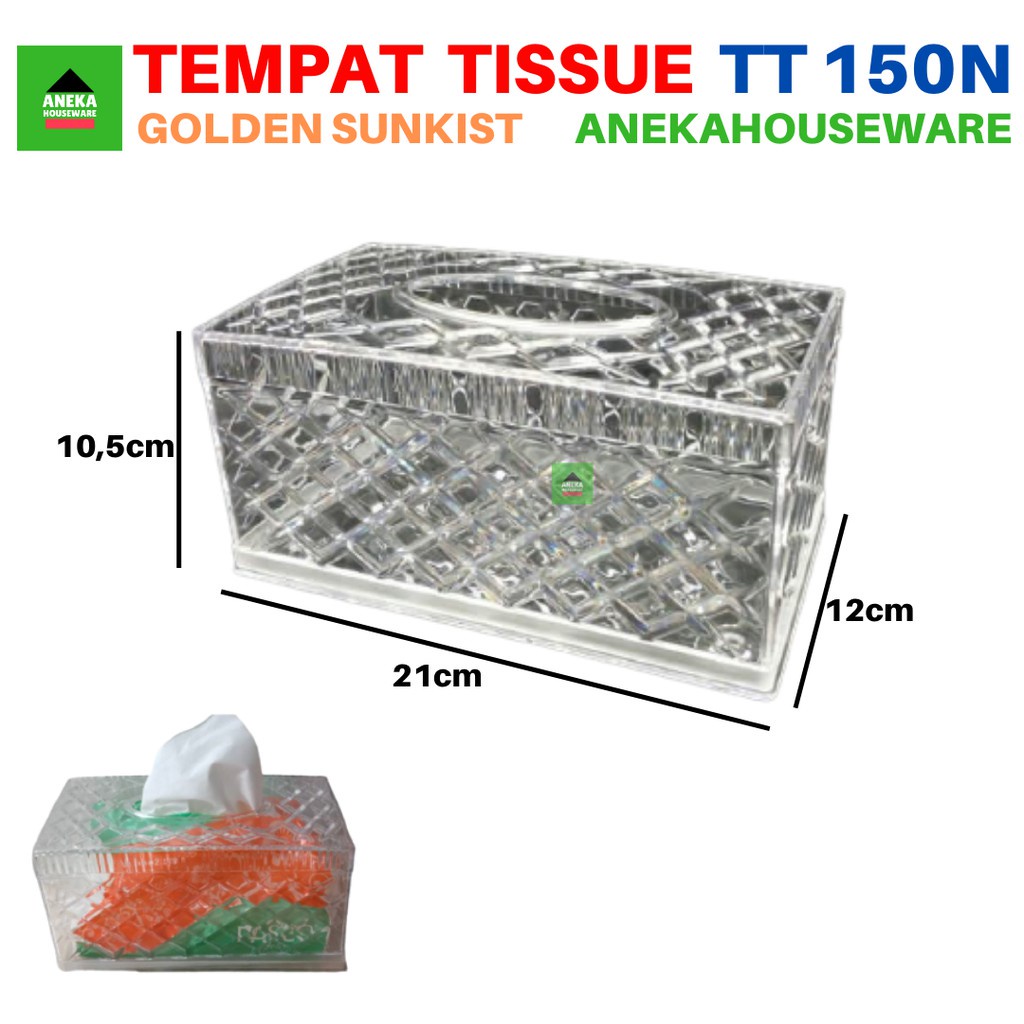 Jual Tempat Tisu Kotak Tissue Akrilik TT 150N Golden Sunkist | Shopee ...