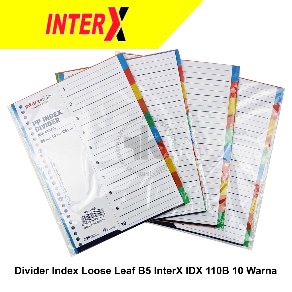 Jual InterX Index Divider Loose Leaf B5 10 Warna IDX-110B | Shopee Indonesia