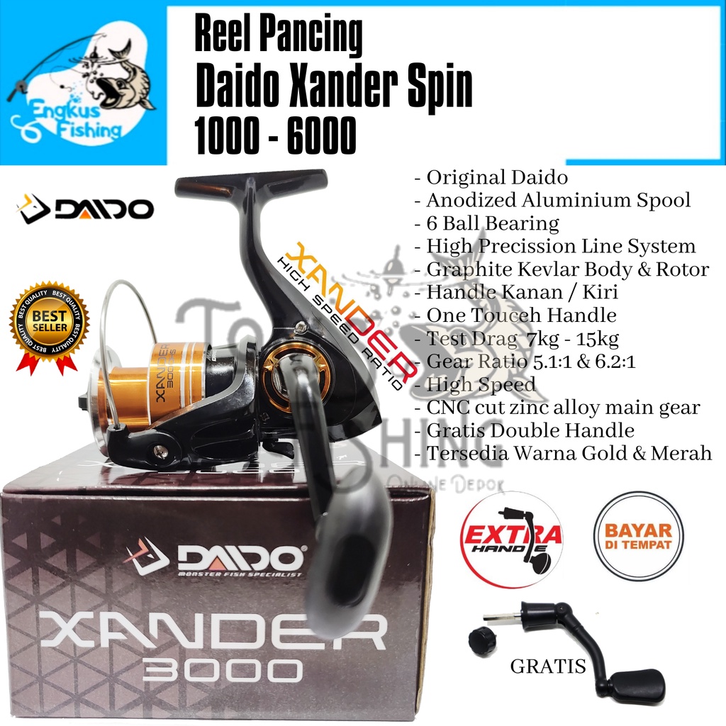 Jual Reel Pancing Daido Xander Spin 1000 - 6000 (6Bearing) Bonus Handle ...