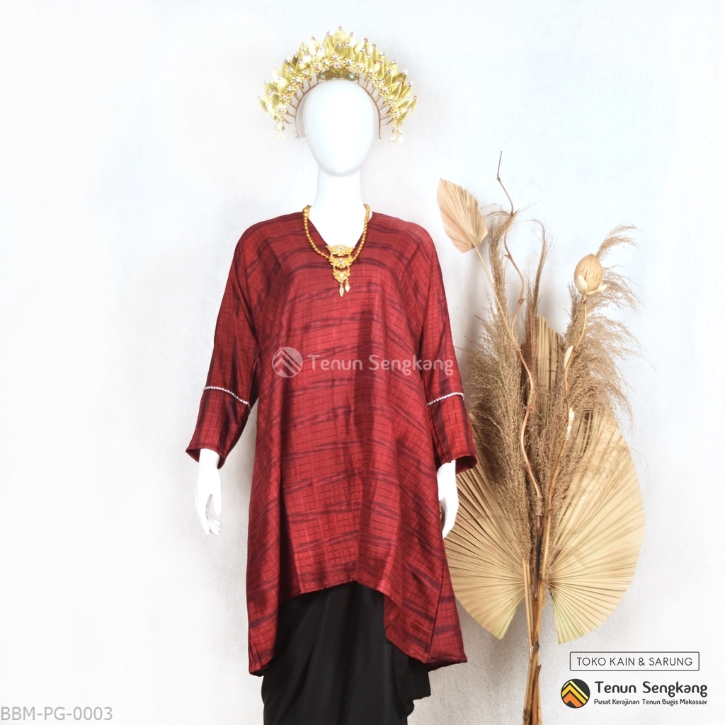 Jual Baju Bodo Organza Modern Bugis Makassar Lengan Panjang Marun ...
