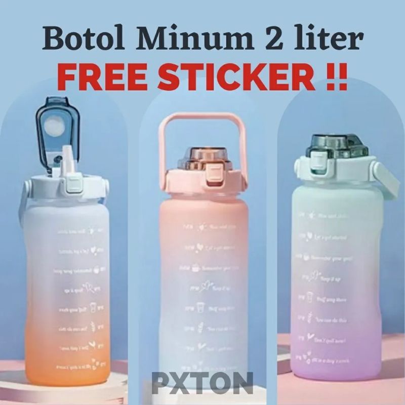 Jual BHG BOTOL VIRAL 2 LITER BOTOL MINUM VIRAL KOREA BOTOL PELANGI ...