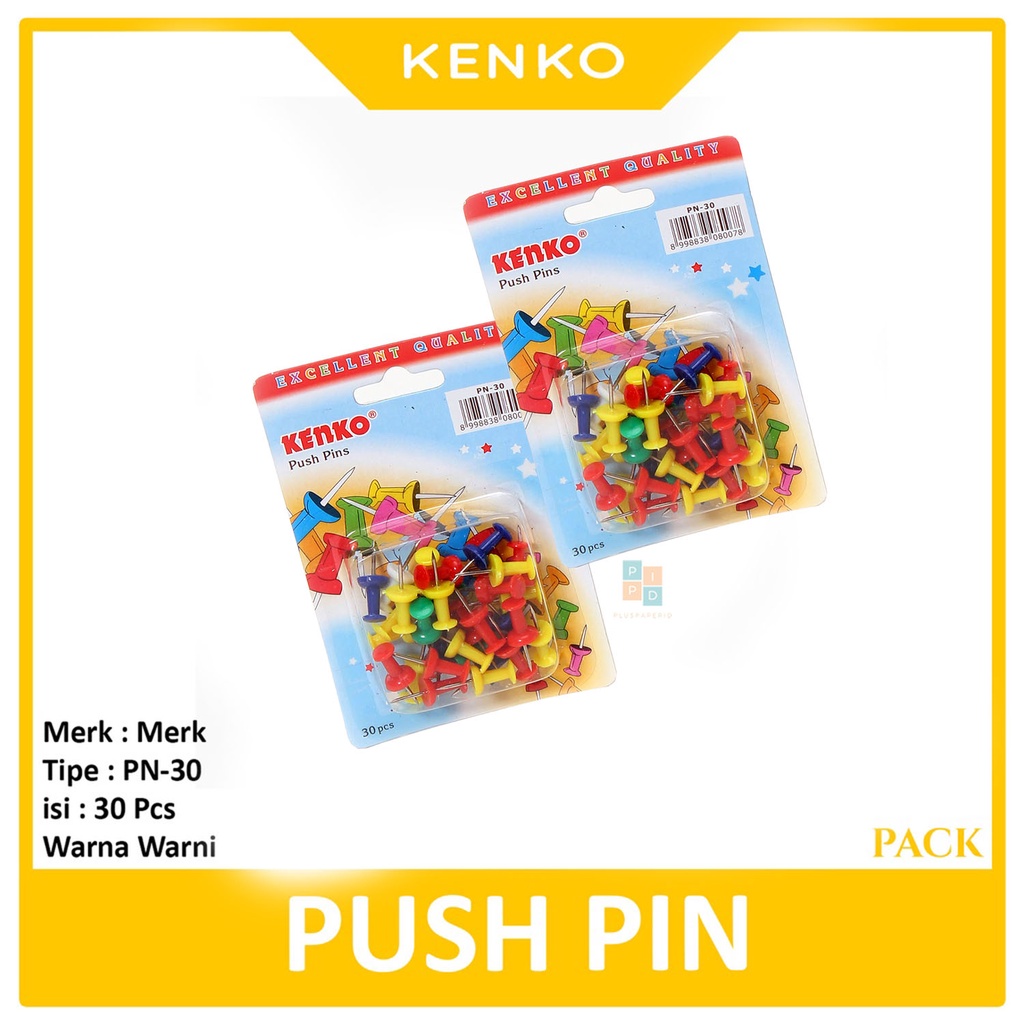Jual KENKO - Push Pin PN-30 Warna Paku Penanda Kertas - Pack | Shopee Indonesia