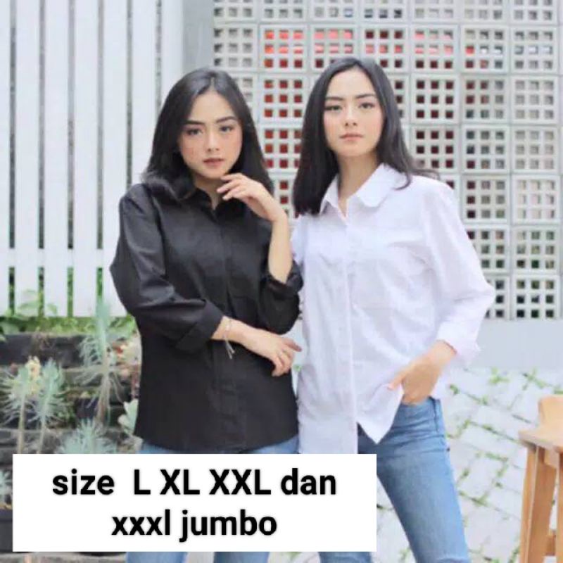 Jual KEMEJA PUTIH KEMEJA BASIC JUMBO/KEMEJA WANITA, KEMEJA TOYOBO POLOS NYAMAN DIPAKAI, KEMEJA ...