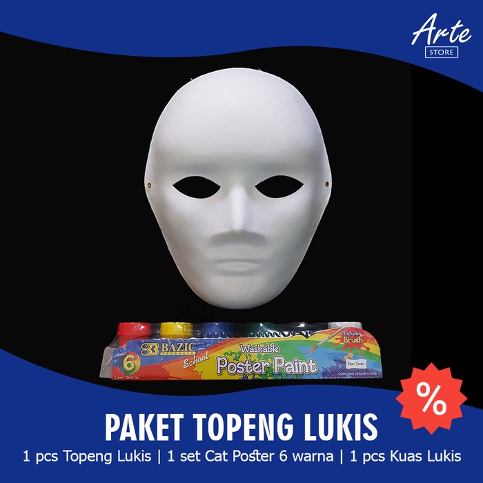 Jual DISKON SHOPEE/ PAKET TOPENG LUKIS (Topeng, Cat Poster dan Kuas ...