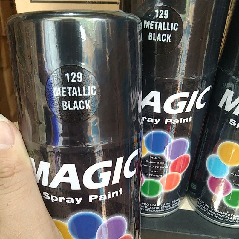 Jual cat semprot pilok pilox magic spray paint magic metallic black 129 ...