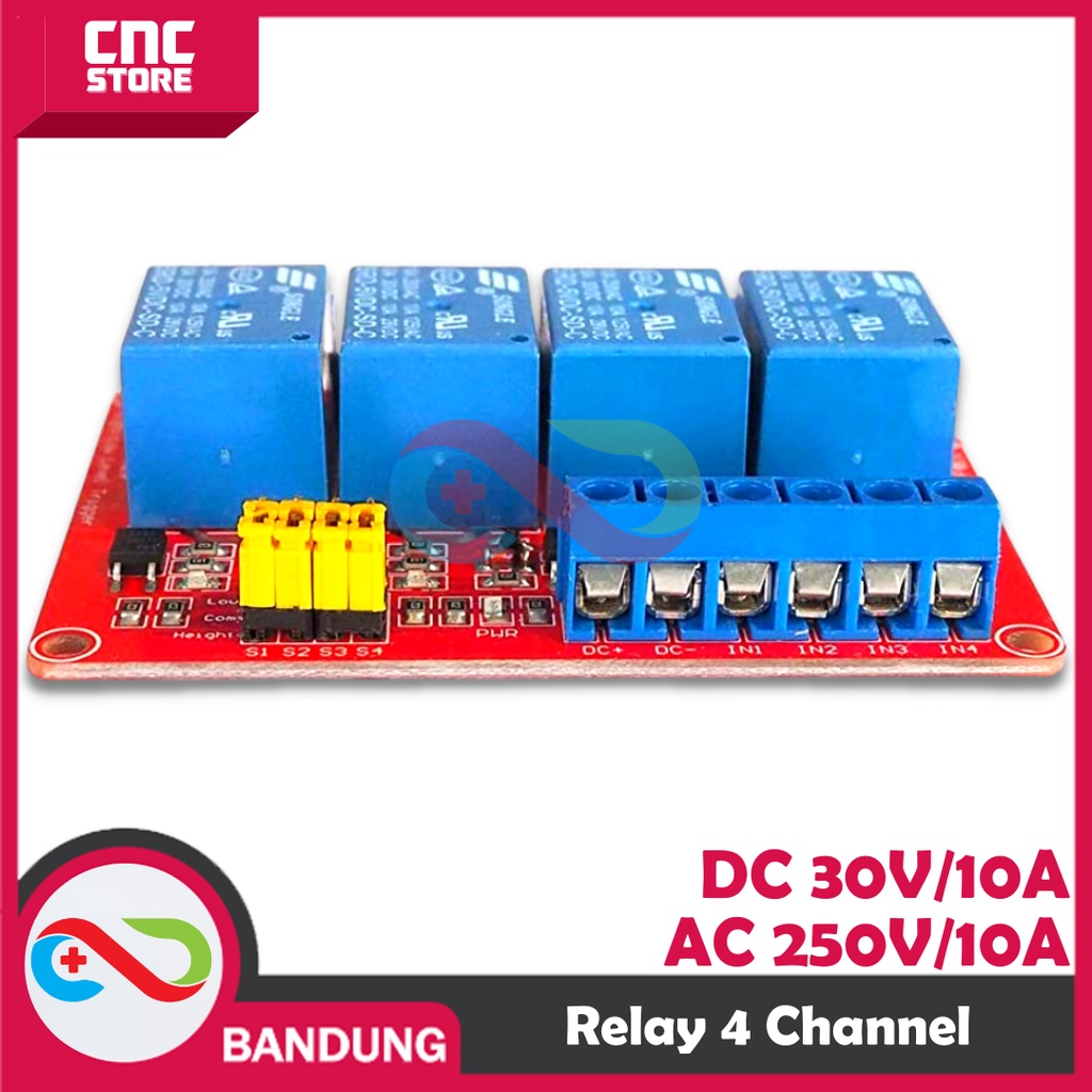 Jual MODULE RELAY 4 CHANNEL 5V AKTIV HIGH ATAU AKTIV LOW DENGAN ...