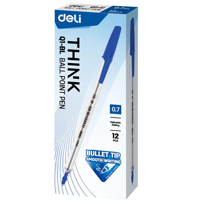 Jual Think Deli Ballpoint Pen / Pulpen Bolpoin Tip 0.7 mm Warna Biru ...