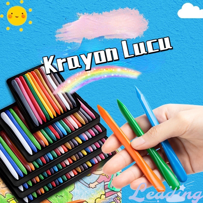 Jual Krayon Sekolah 12/24/36 Warna Krayon Set Plastik Segitiga Lucu Oil ...