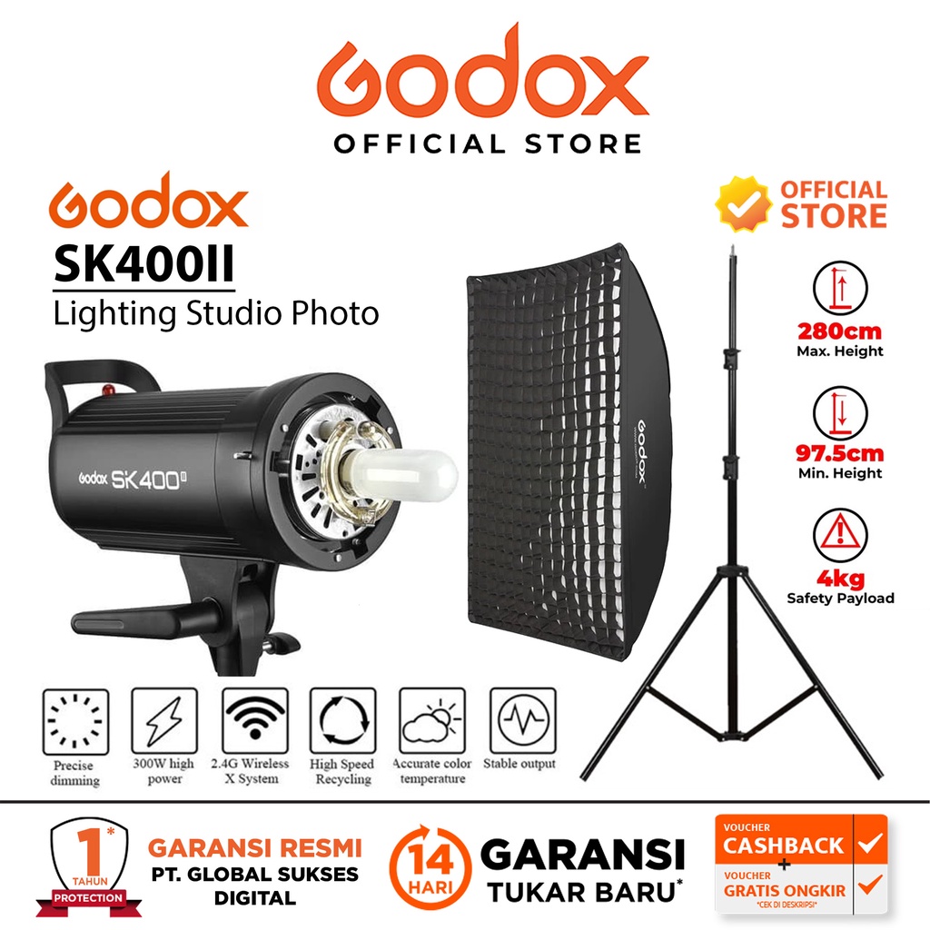 Jual Godox Ligthing Studio Photo SK400II + LS280 + Softbox U80120 (SK-T ...