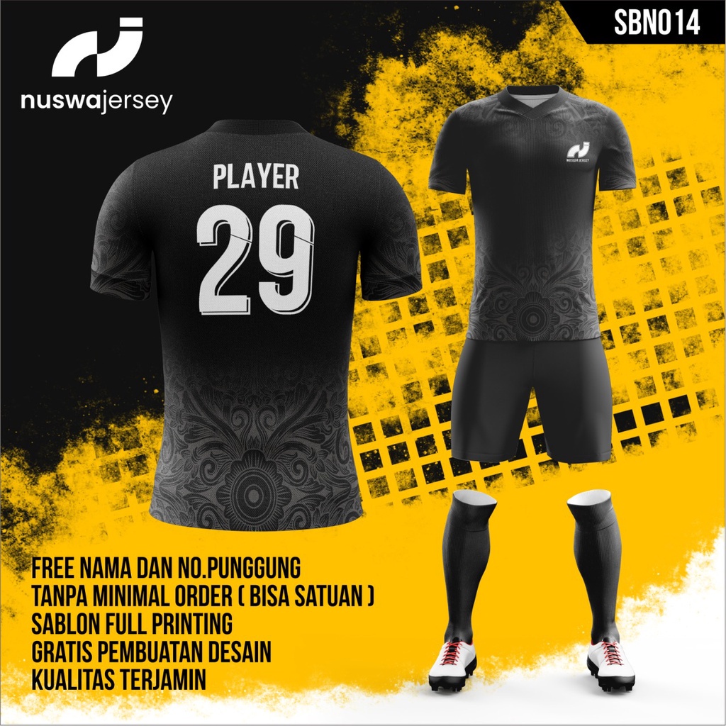 Jual JERSEY BOLA CUSTOM / JERSEY BOLA HITAM GRADASI SBN014 | FULL ...