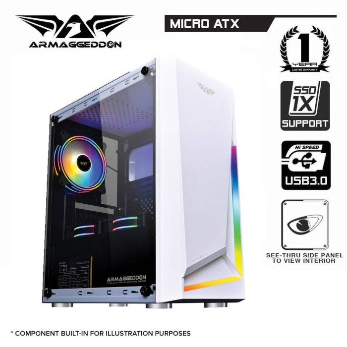Jual Casing CPU Gaming PC Armageddon Nimitz N5 Aurora Micro ATX T-Glass ...