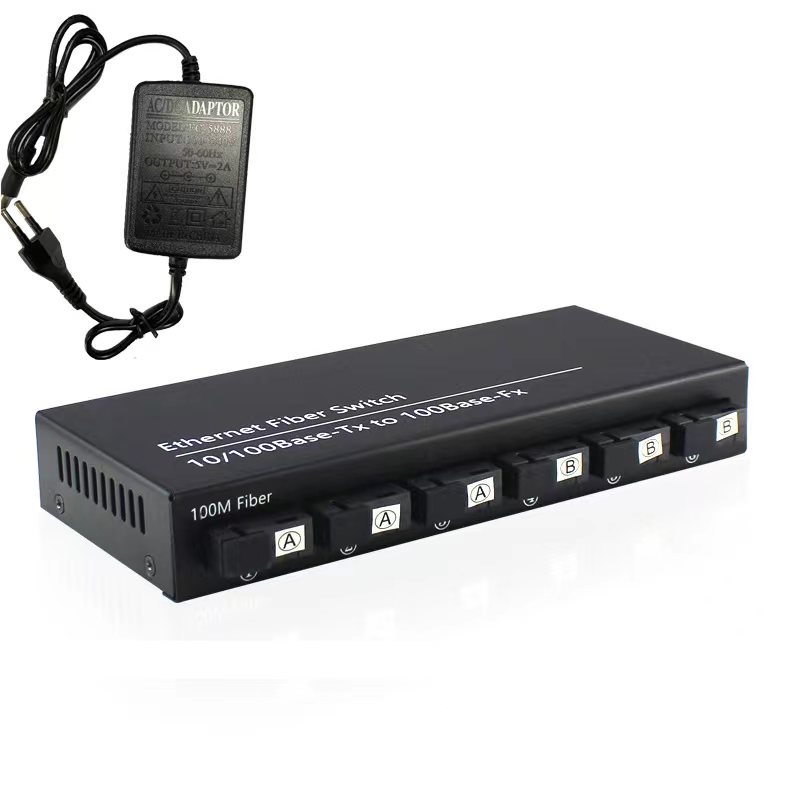 Jual Media Converter 10M/100M 6 Port FO 2 Port LAN Ethernet Fiber Switch Optical Media Converter ...