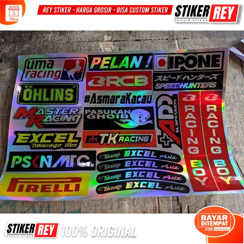Jual STICKER RACING PACK HOLOGRAM RCB ISI 20-30 PCS | Shopee Indonesia