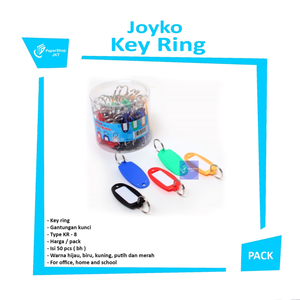Jual JOYKO - Key Ring Kr - 8 isi 50 Gantungan Kunci - Name Tag Kunci ...