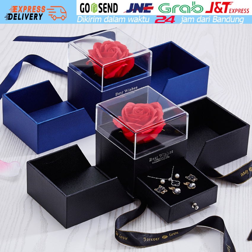 Jual Eternal Rose Gift Box / Kotak Perhiasan Kado Kalung Cincin Lamaran ...