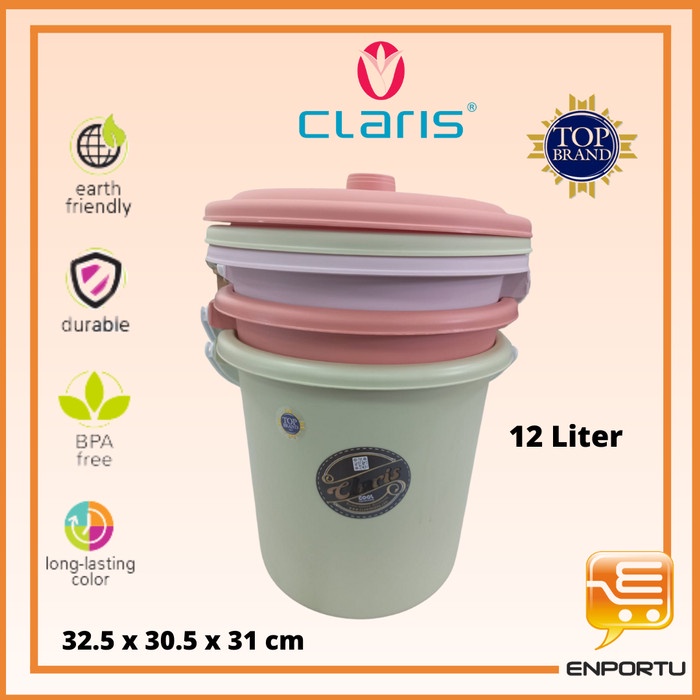 Jual CLARIS Ember Plastik 12 Liter EMB 12 RE Dengan Tutup dan Handle ...