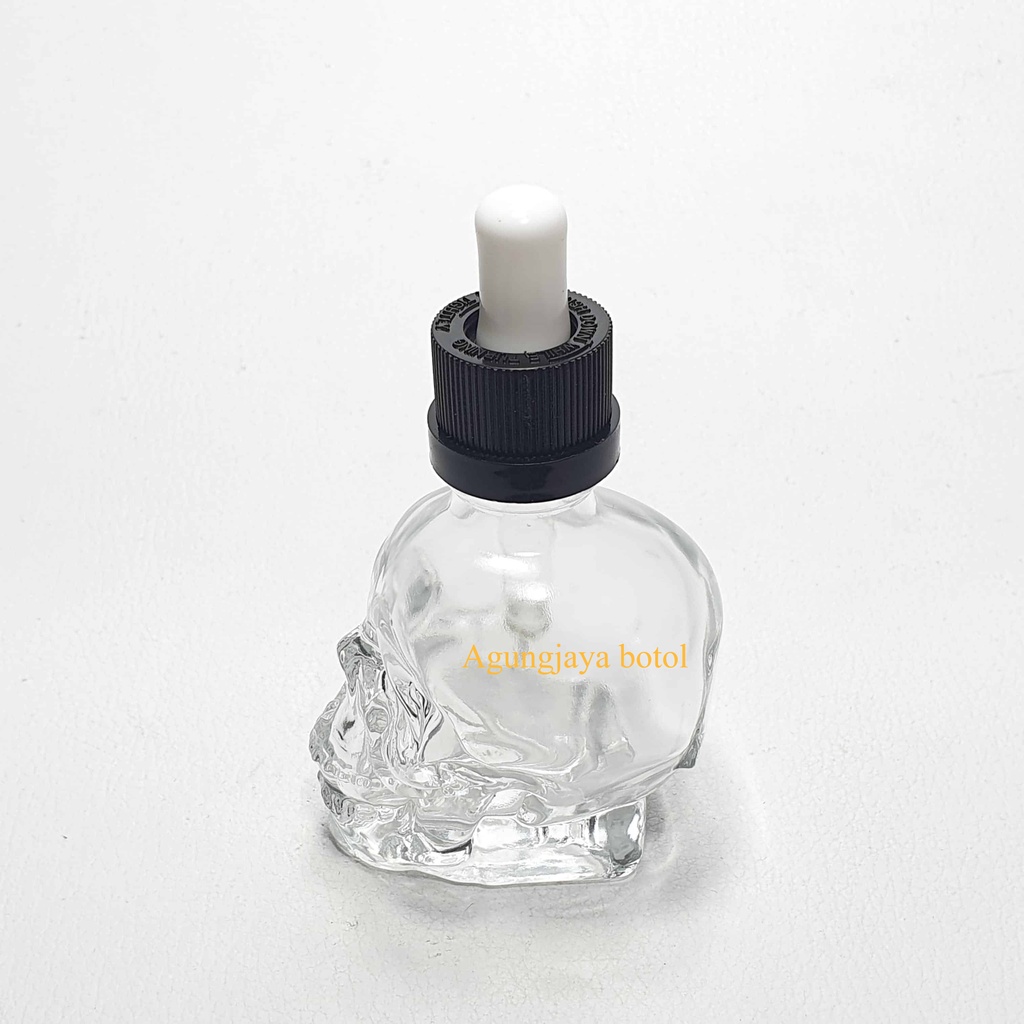 Jual Botol Kaca 30 ml Skull Tengkorak Clear Original Pipet Karet ...