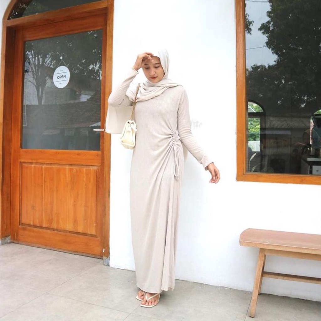 Jual Lilly Gamis Serut Rib Knit Premium | Shopee Indonesia