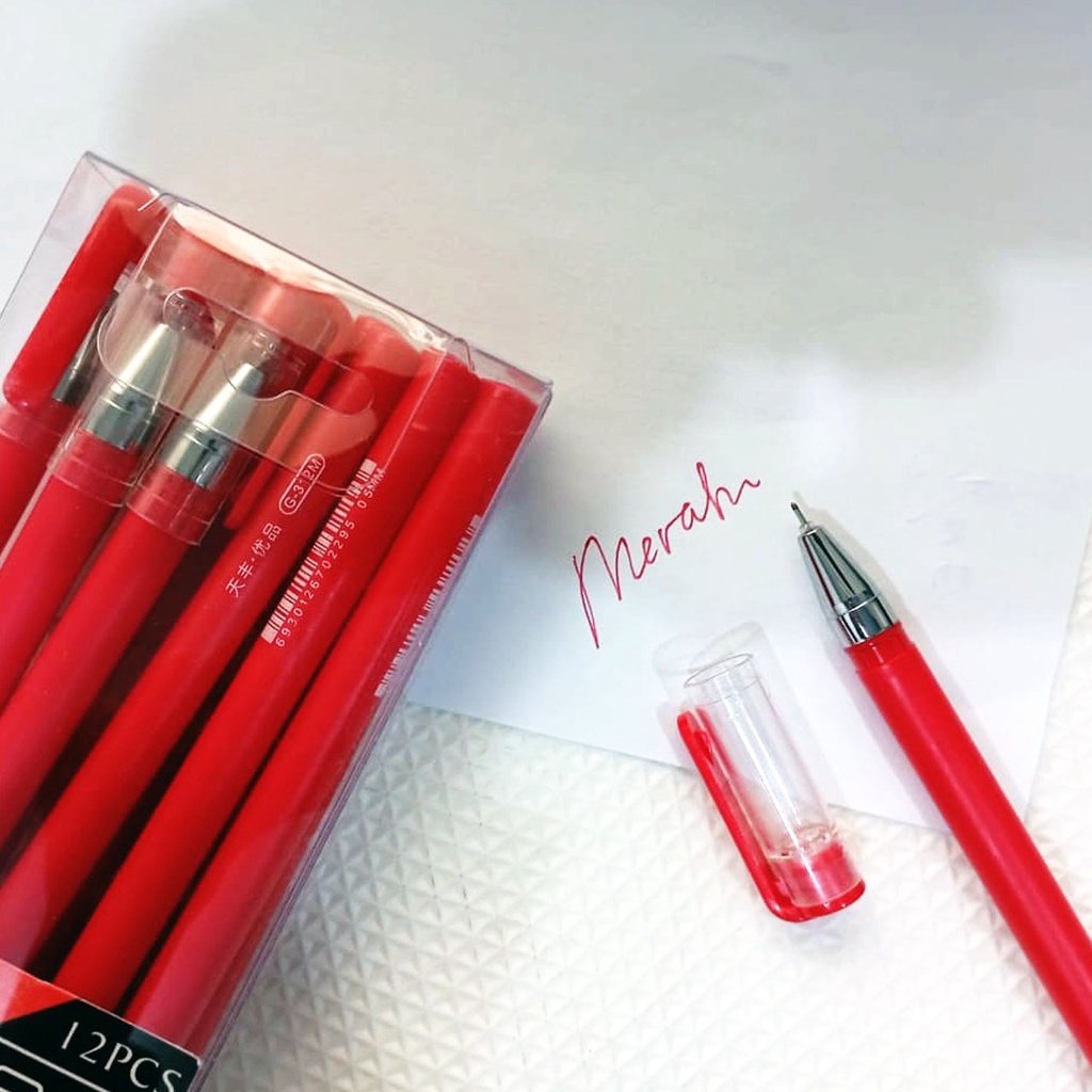 Jual Kiara- Ballpoint Gel Merah /Pulpen Tinta Merah / Pulpem Gel Merah ...