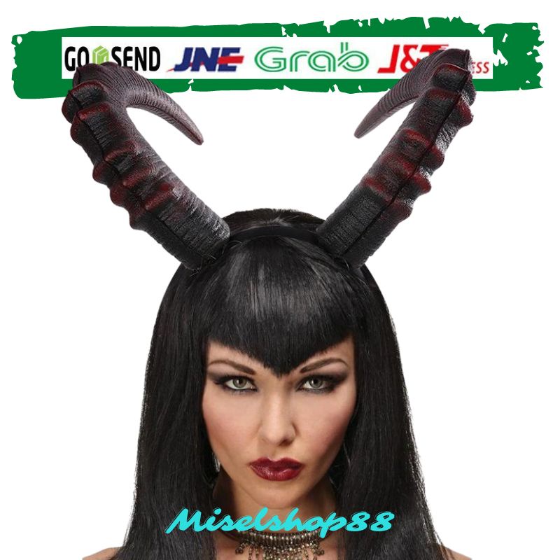 Jual tanduk merah hitam devil kambing goat horn properti halloween ...