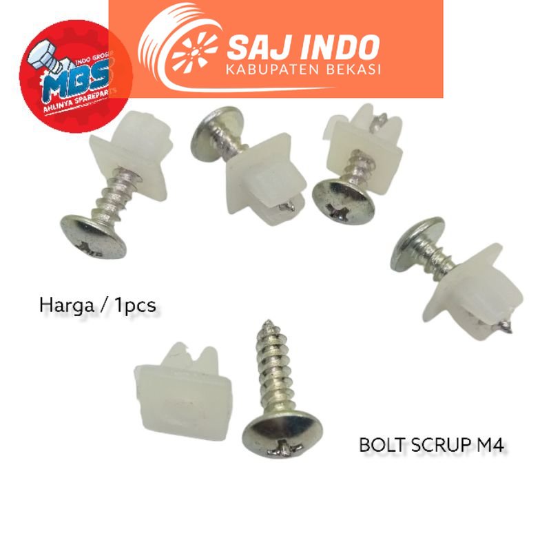 Jual 1 set kancing plastik Clip klip dudukan baut scrup skrup baut m4 ...
