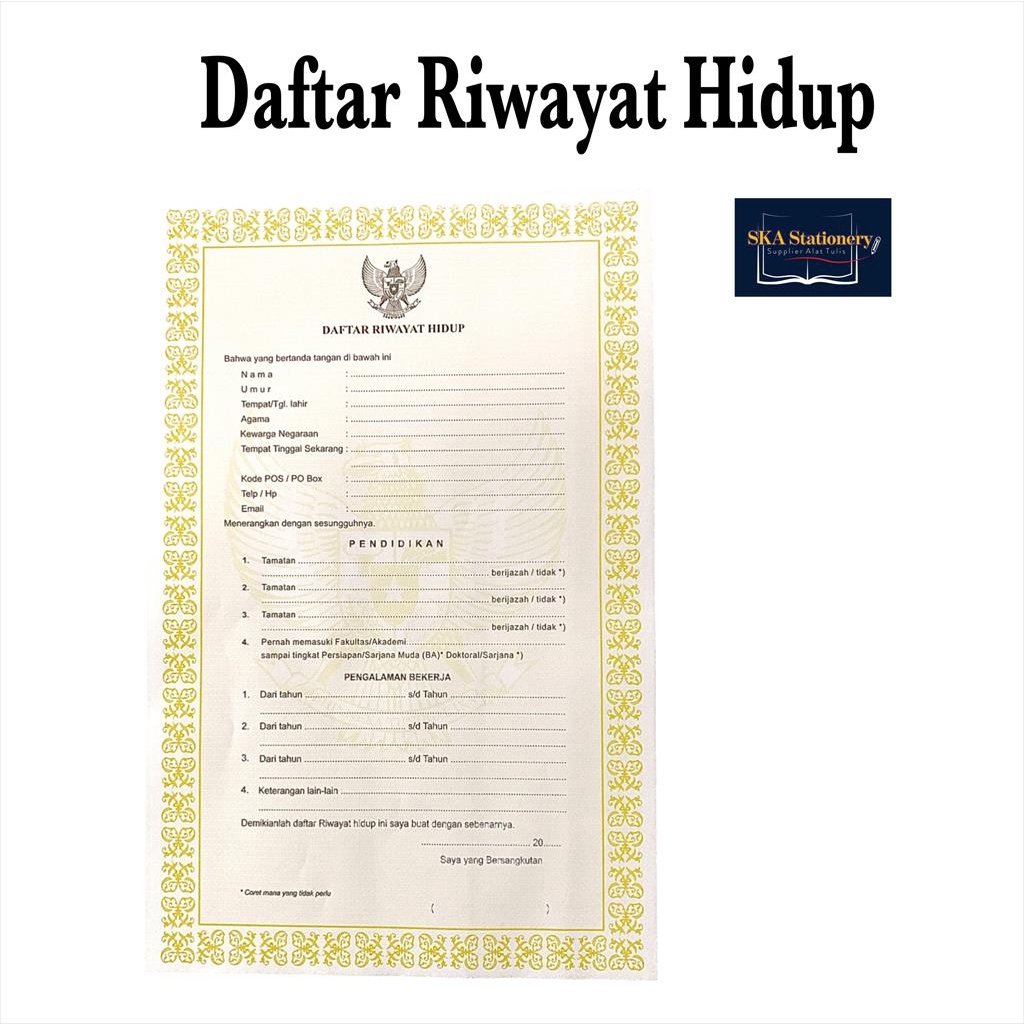 Jual Daftar Riwayat Hidup / Kertas Riwayat Hidup (Pak) | Shopee Indonesia