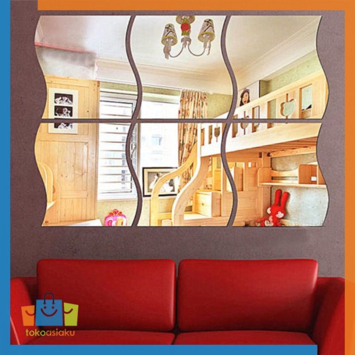 Jual Sticker Cermin Dekorasi Hiasan Dinding Aklirik Wave 6 PCS 10 x12 ...