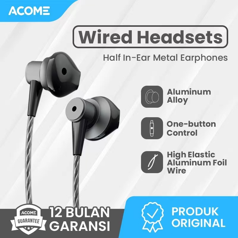 Jual Acome AW08 Wired Earphone Headset Aluminum Alloy Garansi Resmi 1 ...