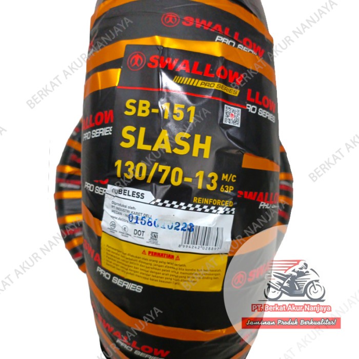 Jual Swallow Slash 130 70 ring 13 SB 151 Tubeless Free Pentil Ban Nmax ...