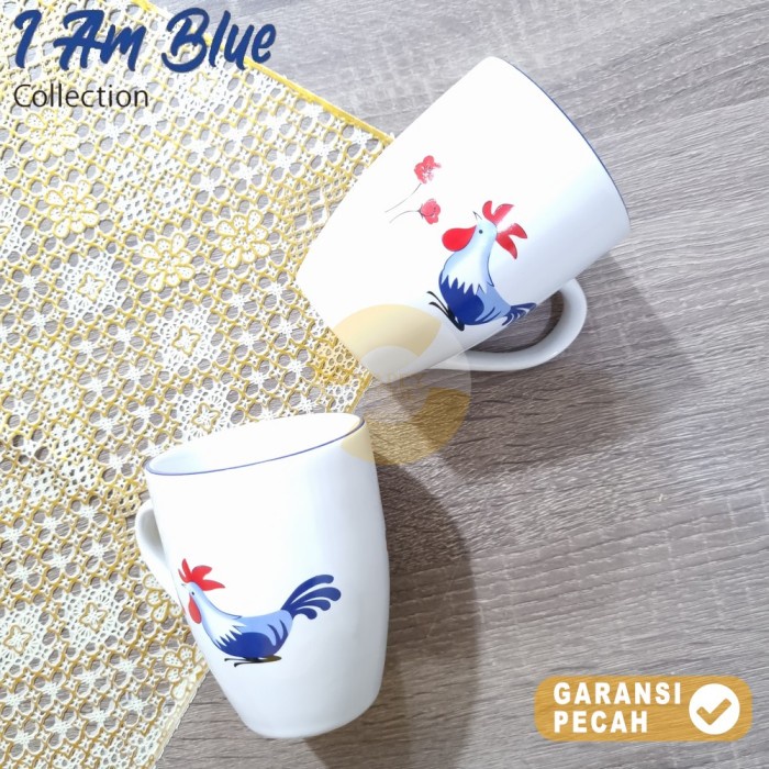 Jual HOMECO 1pcs Mug Dinner Kukuruyuk Blue | Mug Gagang | Gelas Minum ...