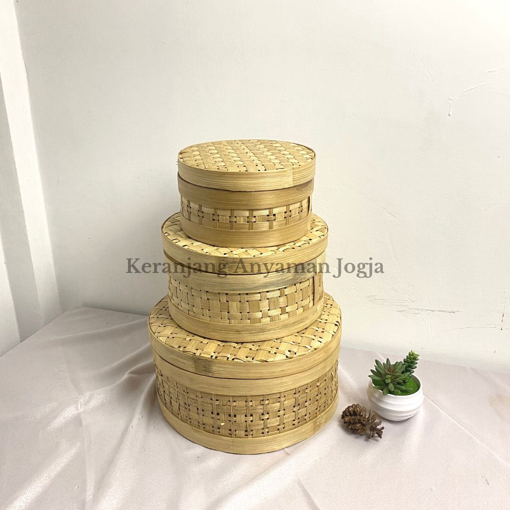 Jual Rantang Bambu Bulat/Hampers Bambu / Wadah Bambu Bulat / Klakat ...